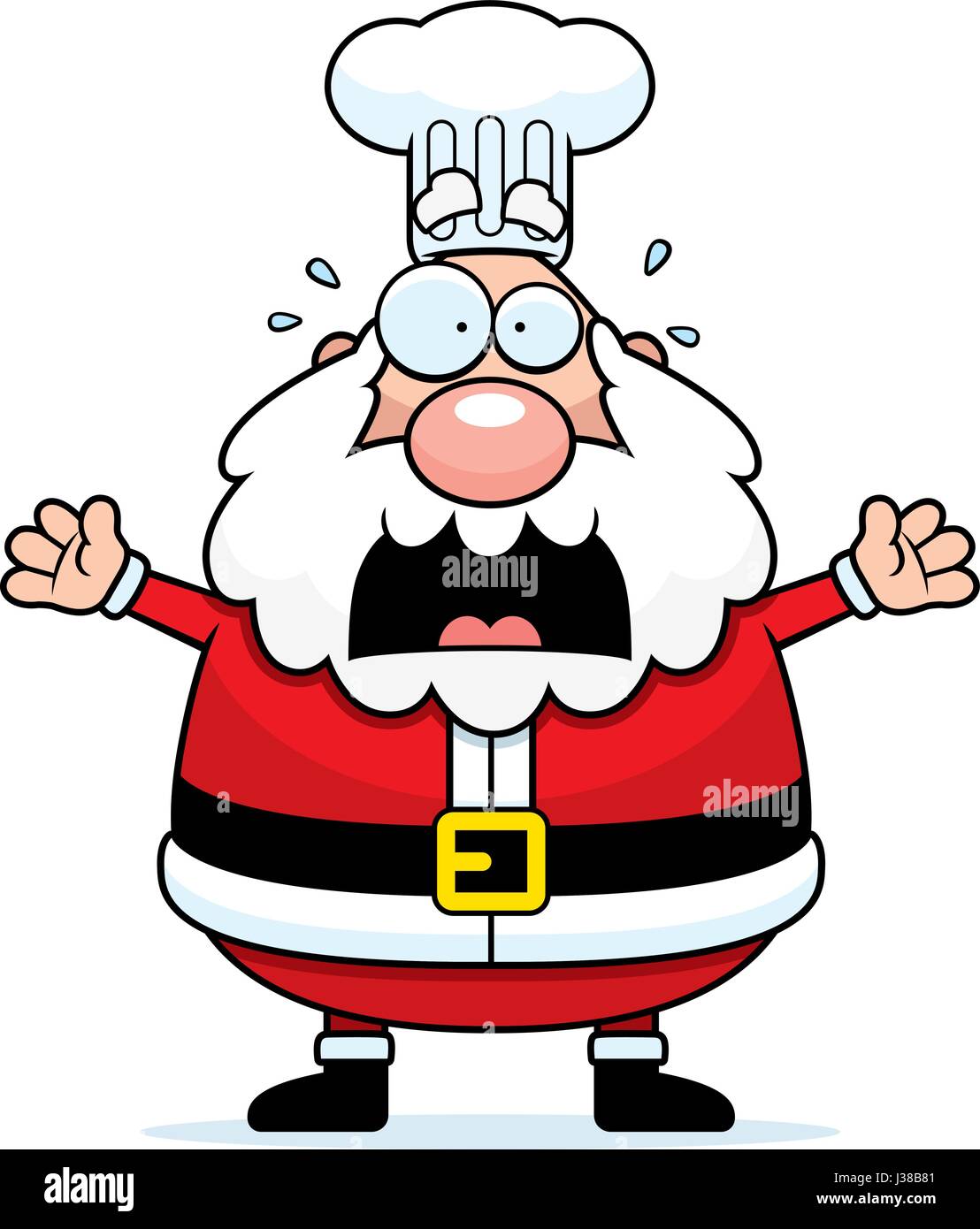 A cartoon illustration of a Santa Claus chef looking scared Stock ...