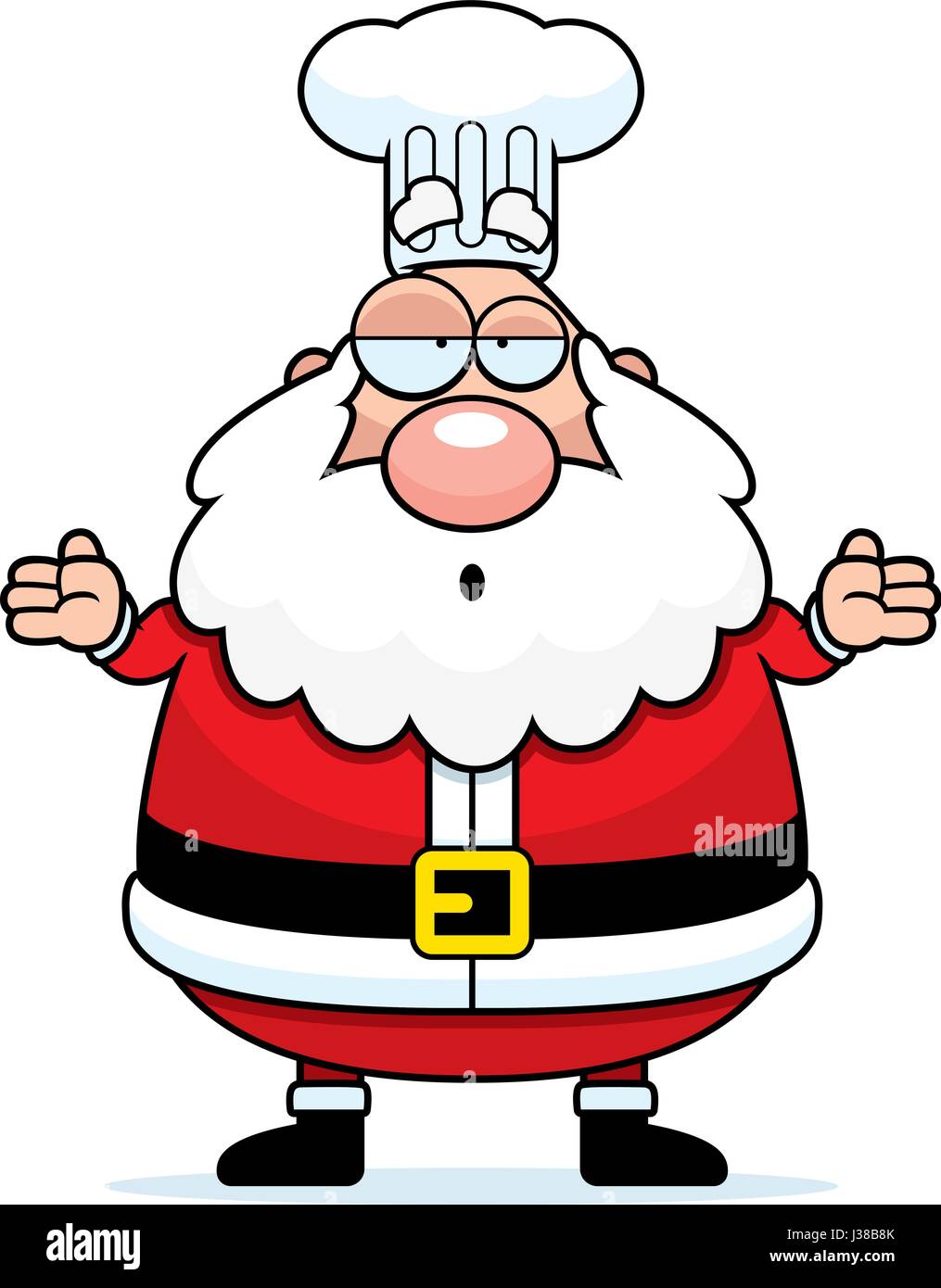 A cartoon illustration of a Santa Claus chef looking confused Stock ...