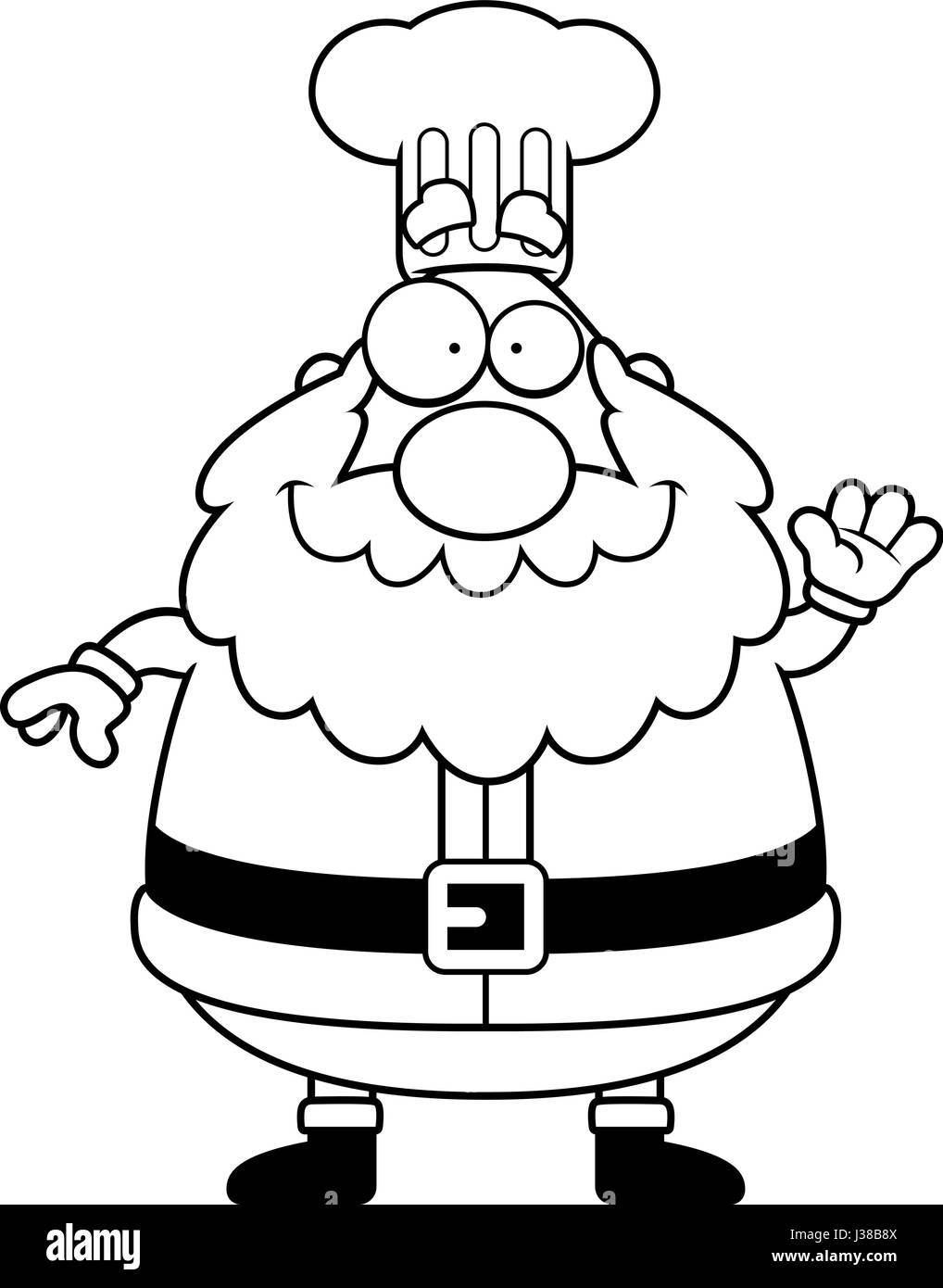 A cartoon illustration of a Santa Claus chef waving Stock Vector Image ...
