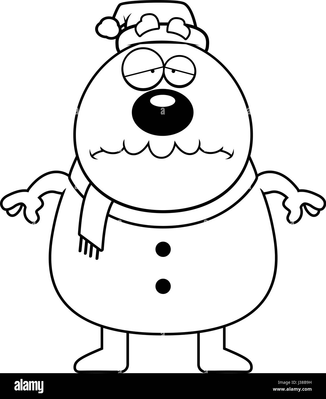 A cartoon illustration of a snowman Santa Claus looking sad Stock ...