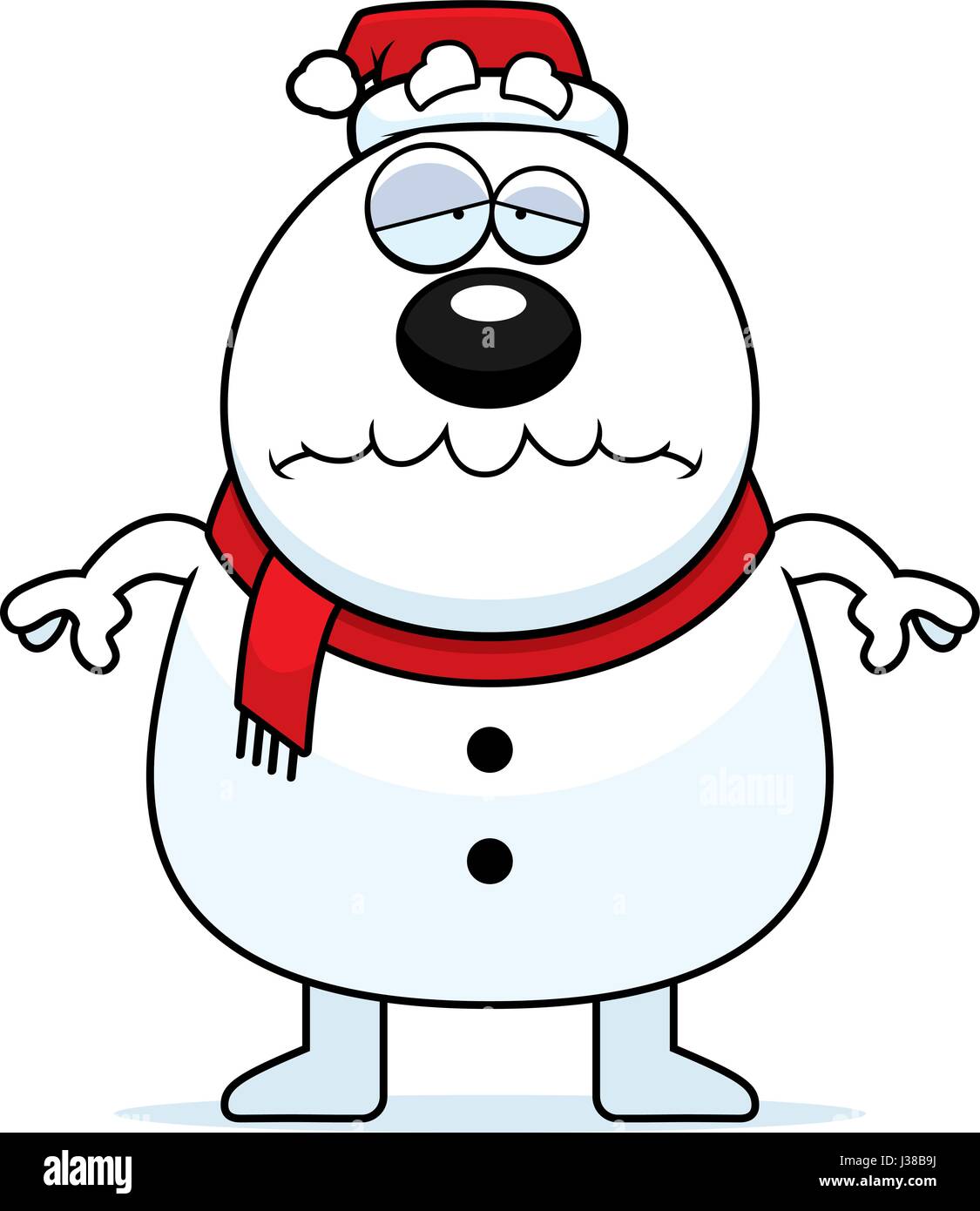 A cartoon illustration of a snowman Santa Claus looking sad Stock ...