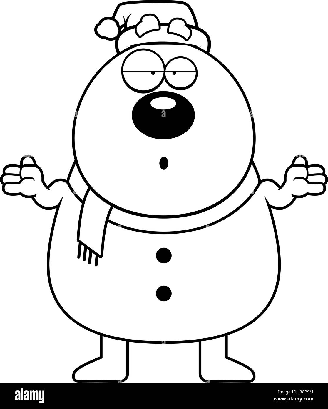 A cartoon illustration of a snowman Santa Claus looking confused Stock ...