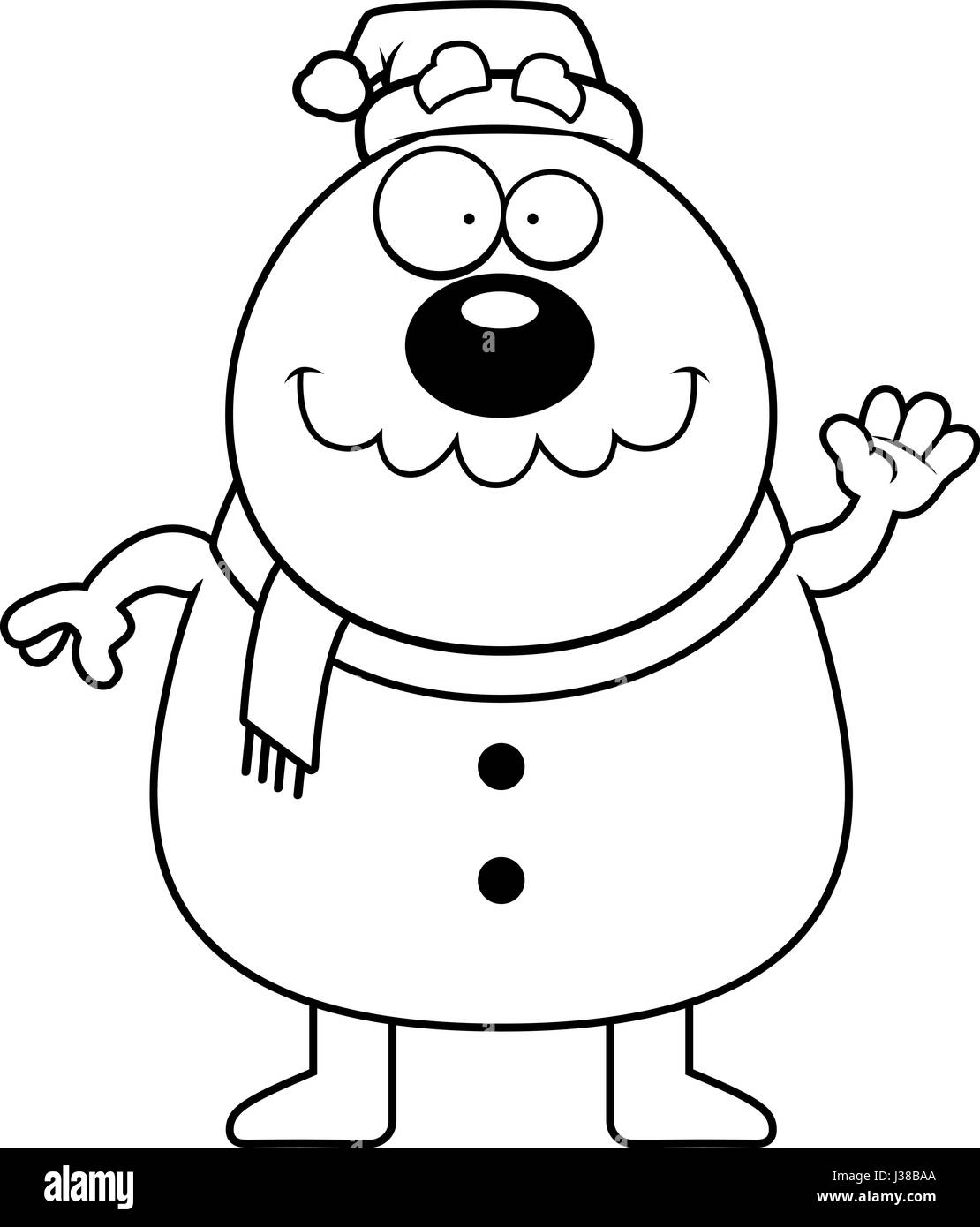 A cartoon illustration of a snowman Santa Claus waving Stock Vector ...