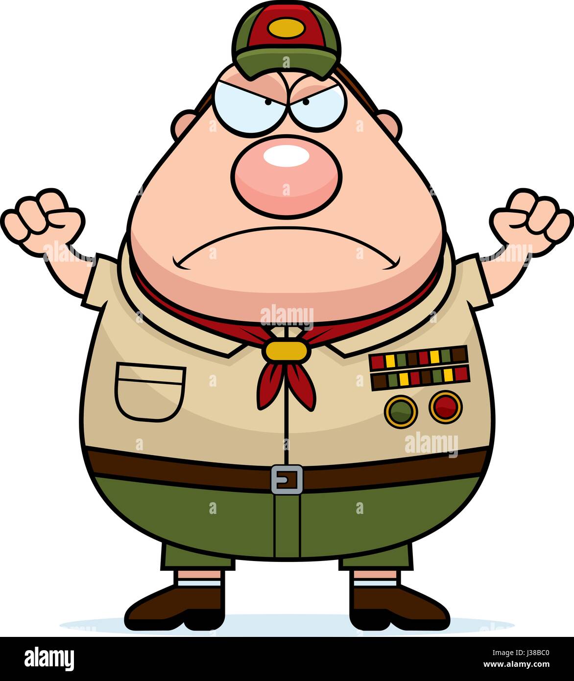 A cartoon illustration of a scoutmaster looking angry Stock Vector ...