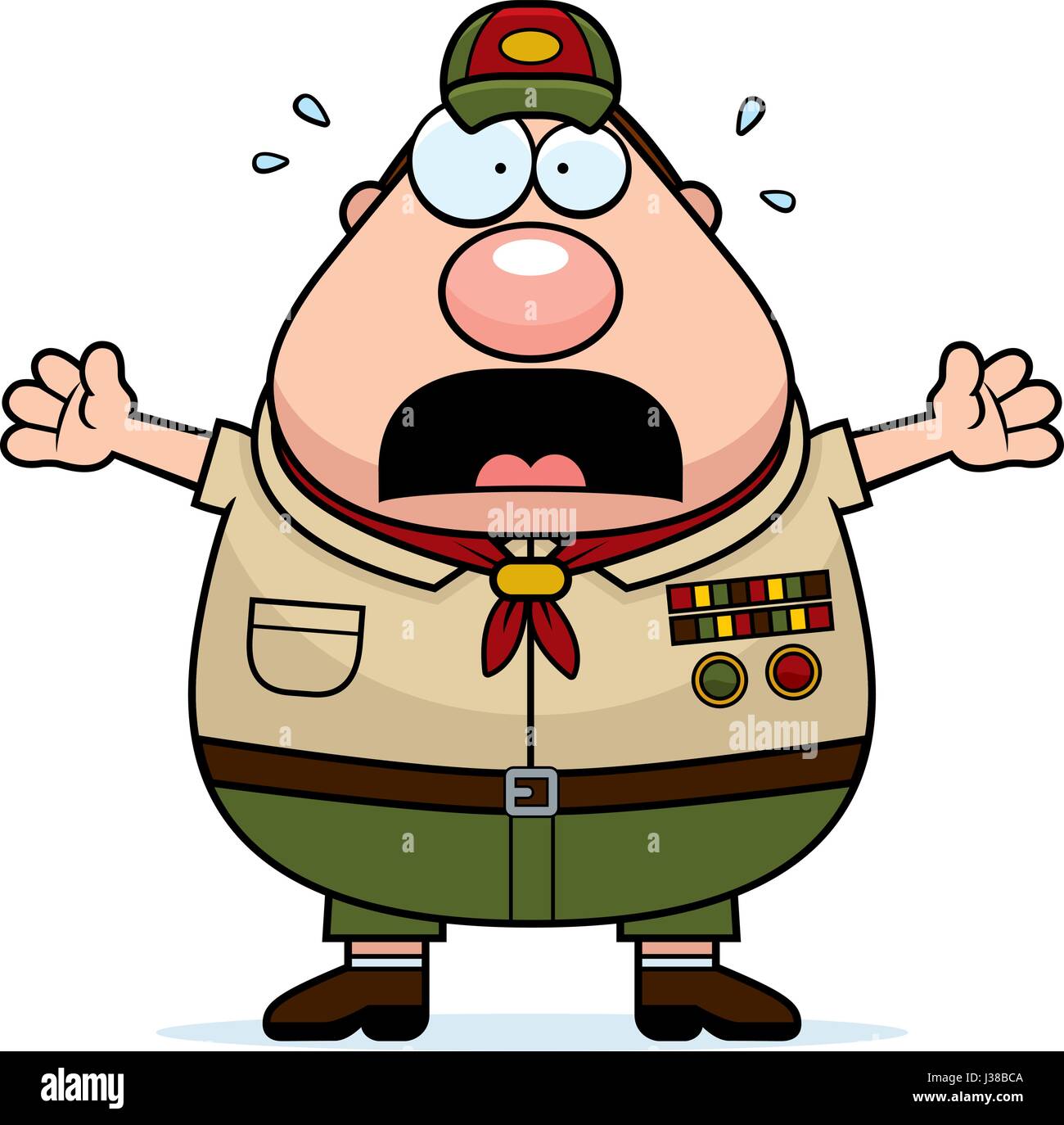 A cartoon illustration of a scoutmaster looking scared Stock Vector ...