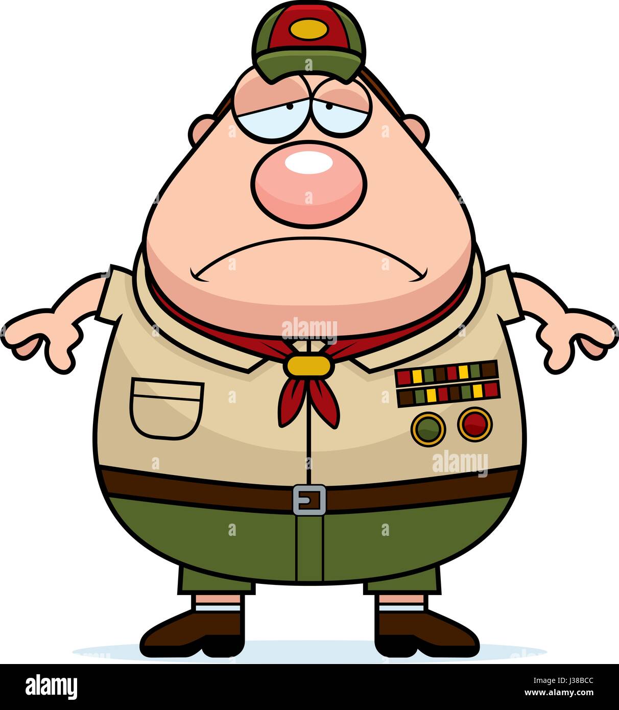 A cartoon illustration of a scoutmaster looking sad Stock Vector Image ...