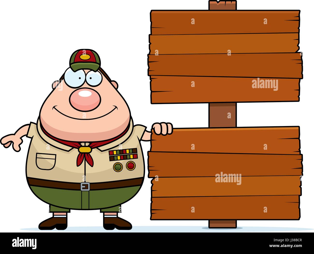 A cartoon illustration of a scoutmaster with a sign Stock Vector Image ...