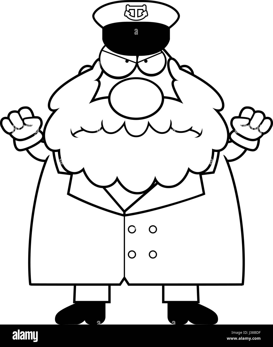 A cartoon illustration of a sea captain looking angry Stock Vector ...