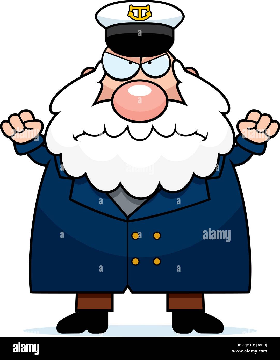 A cartoon illustration of a sea captain looking angry Stock Vector ...