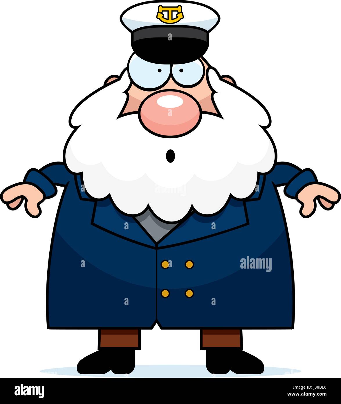 A cartoon illustration of a sea captain looking surprised Stock Vector ...
