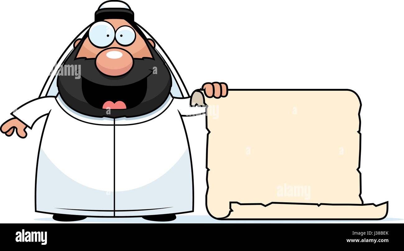 A cartoon illustration of a sheikh with a sign Stock Vector Image & Art ...