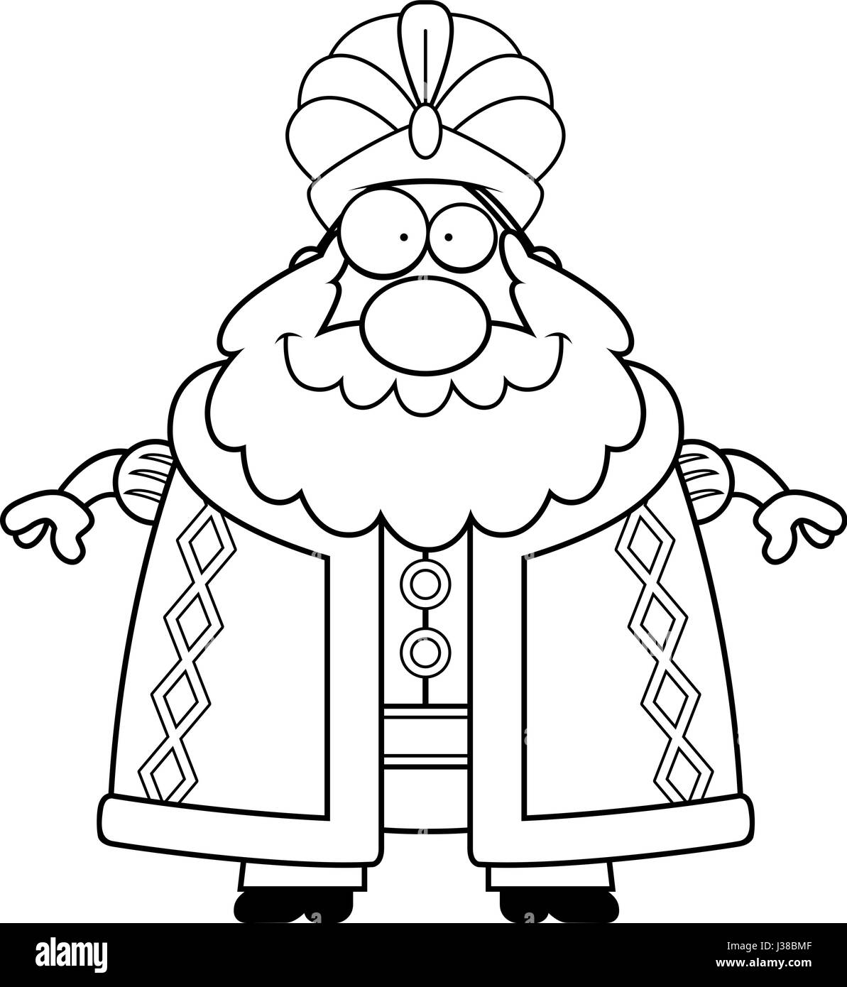 Cartoon illustration sultan smiling Black and White Stock Photos ...