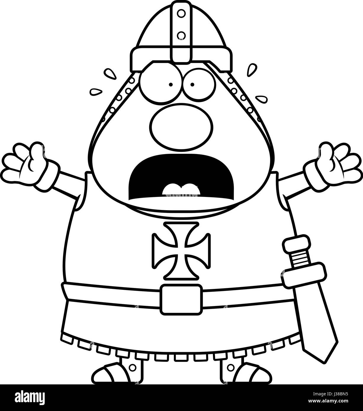 A cartoon illustration of a Templar knight looking scared Stock Vector ...