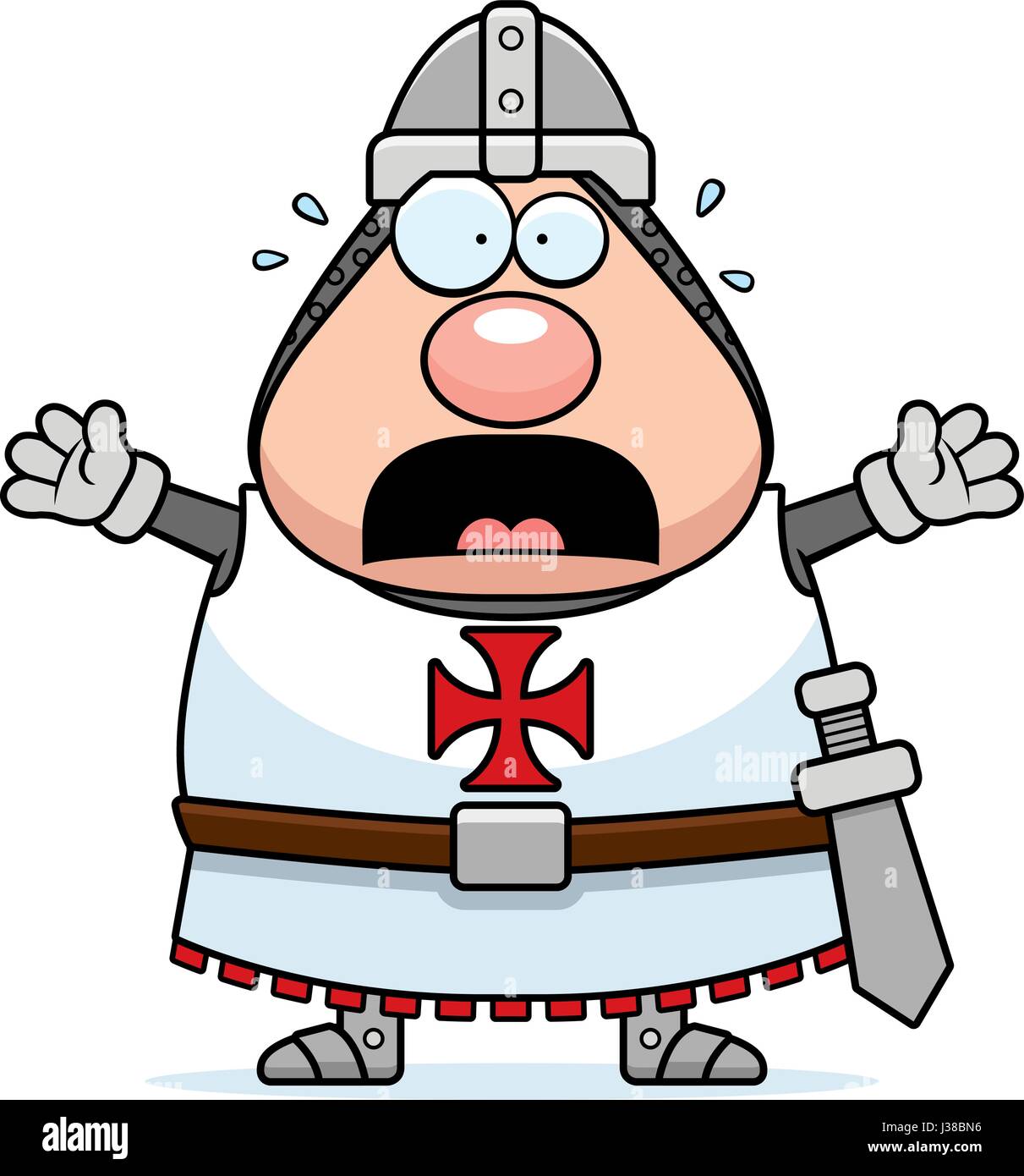 A cartoon illustration of a Templar knight looking scared Stock Vector ...