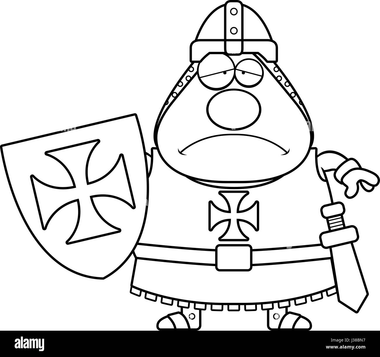 A cartoon illustration of a Templar knight looking sad Stock Vector ...