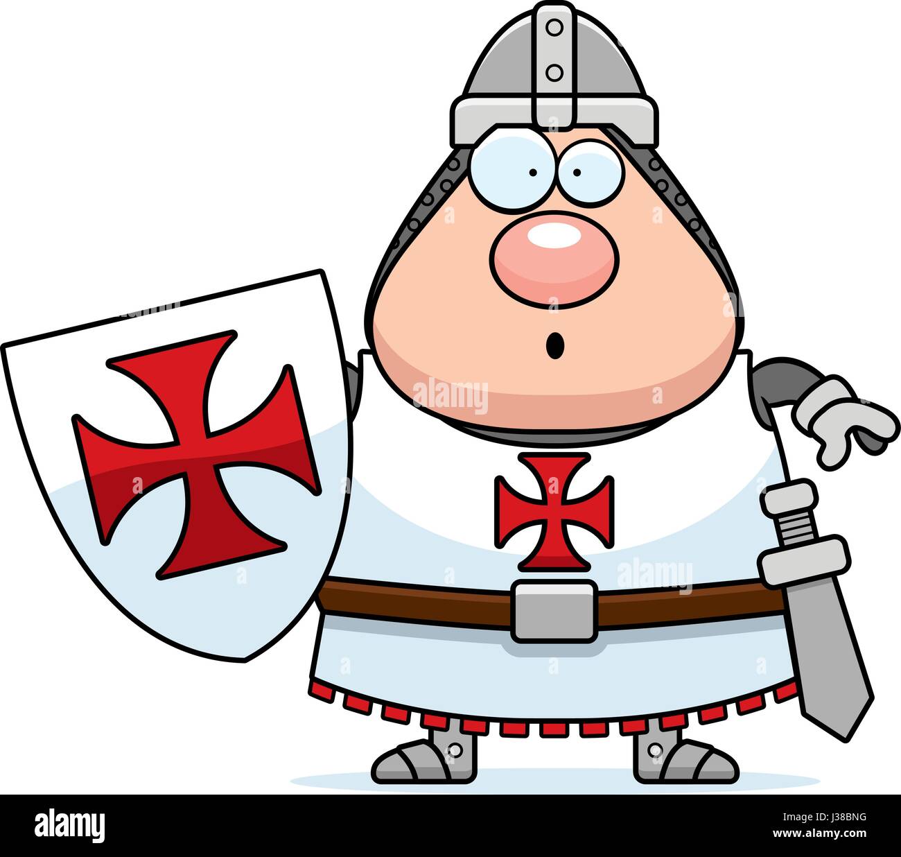 A cartoon illustration of a Templar knight looking surprised Stock ...