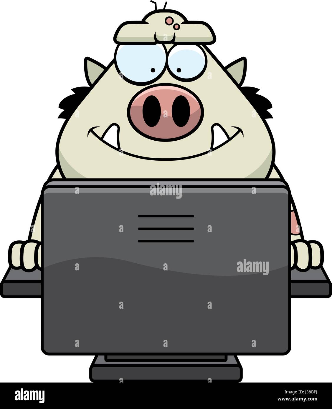 A cartoon illustration of a troll using a computer Stock Vector Image ...
