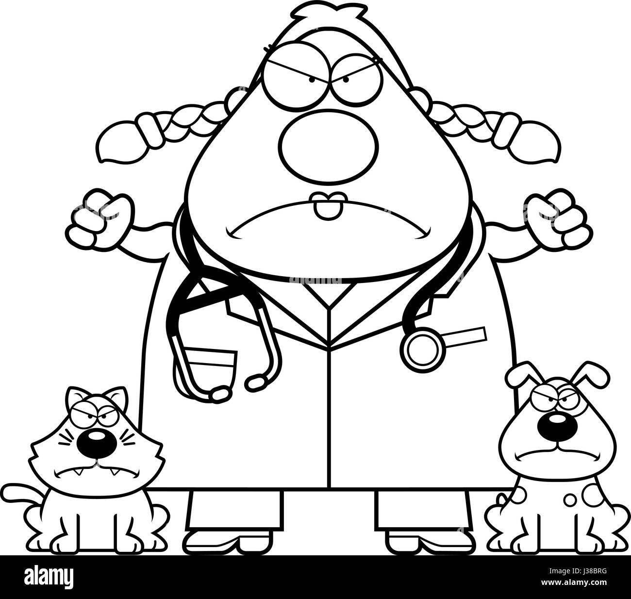 A cartoon illustration of a veterinarian looking angry Stock Vector ...