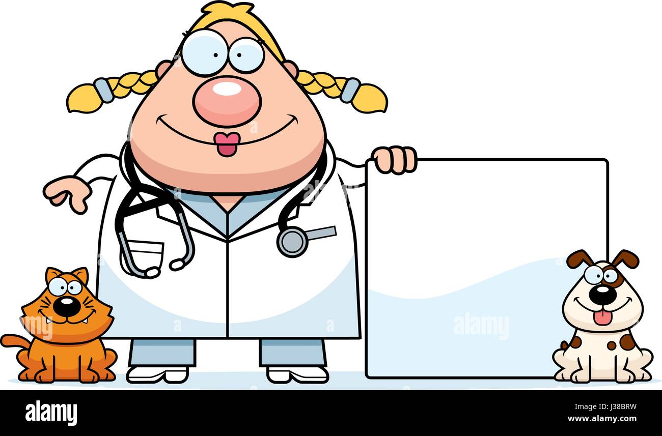 A cartoon illustration of a veterinarian with a sign Stock Vector Image ...