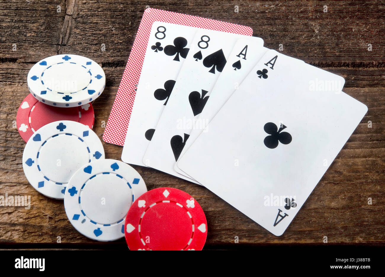Dead man's hand , ace's and eights in the old wild west Stock Photo - Alamy