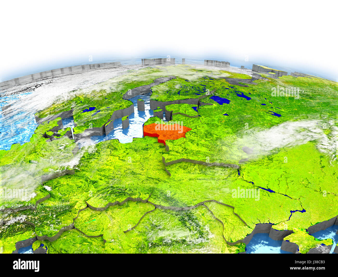 Country of Lithuania on model of Earth. 3D illustration. Elements of ...