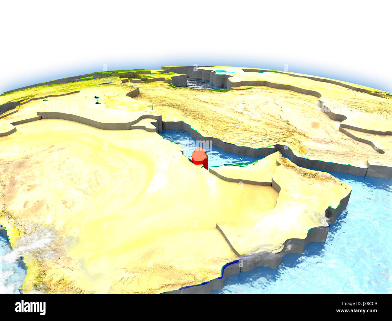 Country of Qatar on model of Earth. 3D illustration. Elements of this ...