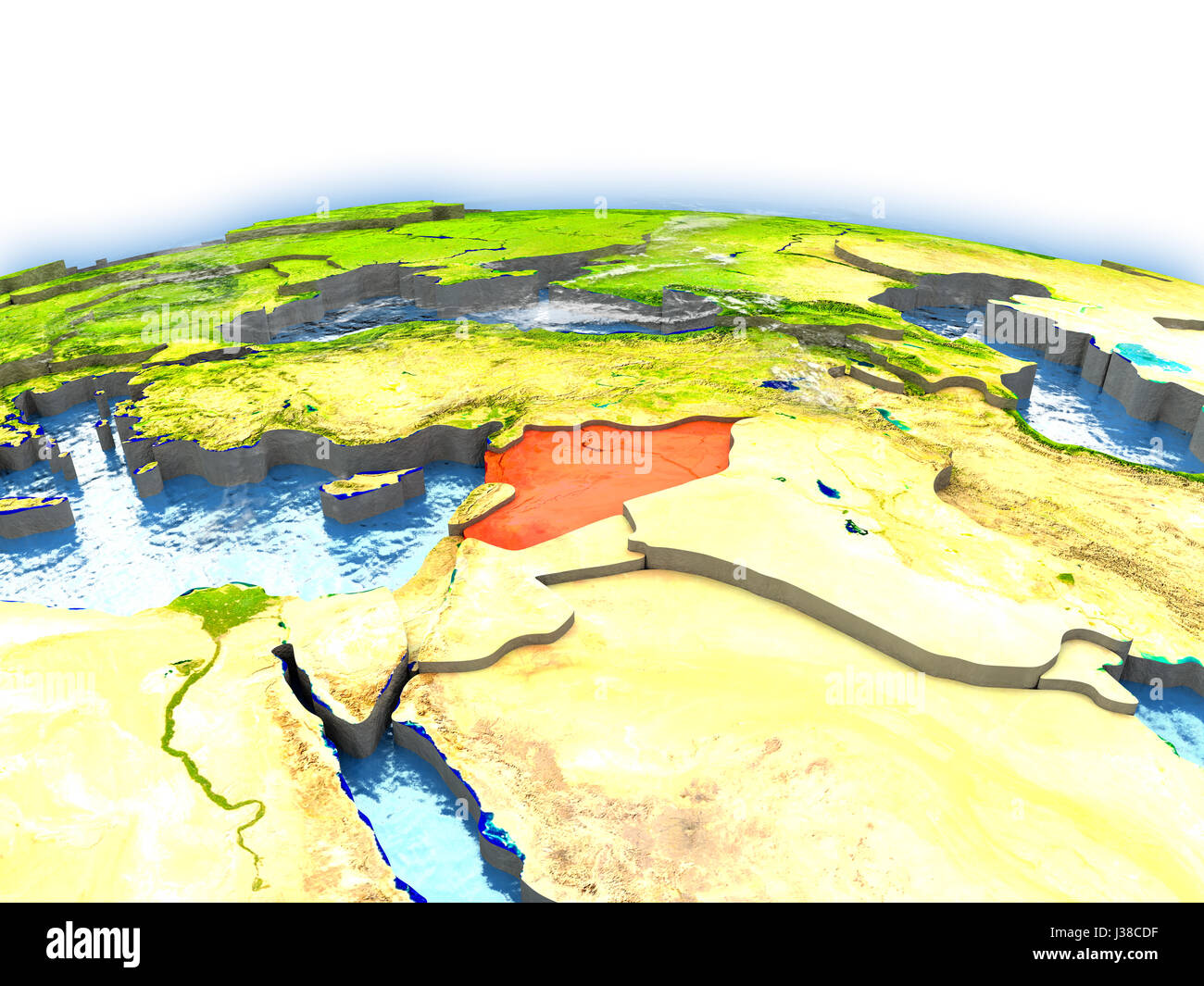 Country of Syria on model of Earth. 3D illustration. Elements of this ...
