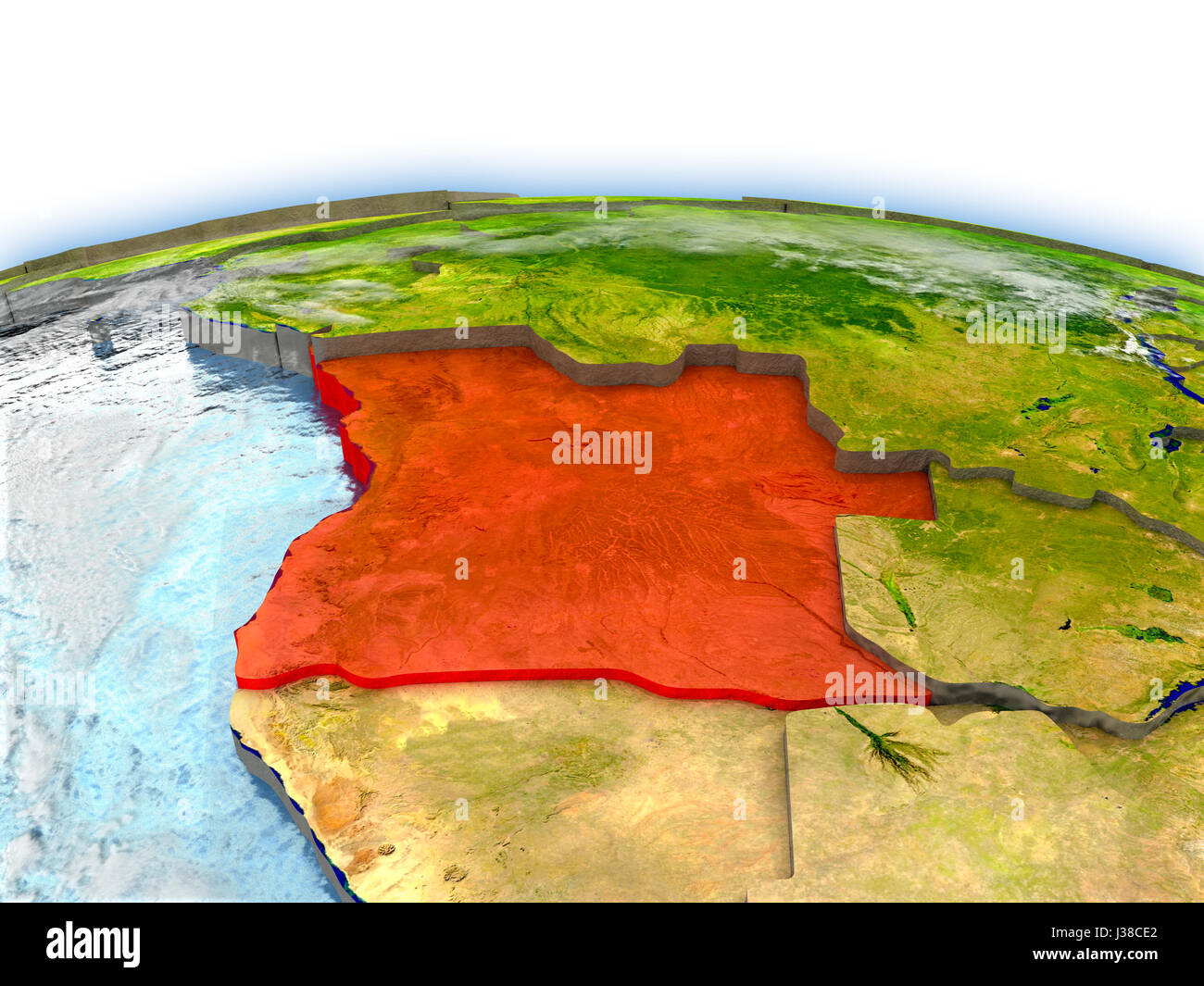 Country of Angola on model of Earth. 3D illustration. Elements of this ...