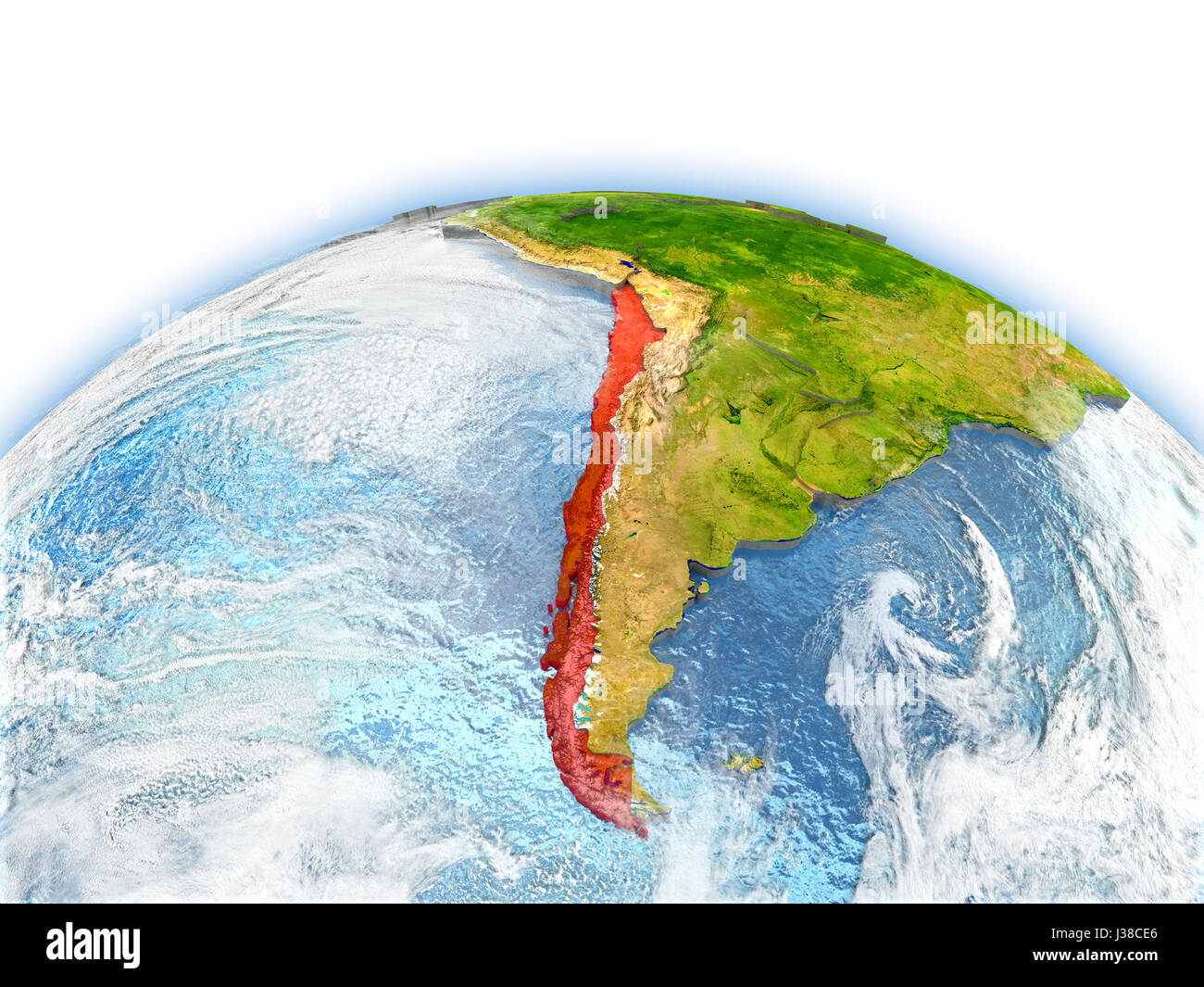 Country of Chile on model of Earth. 3D illustration. Elements of this ...