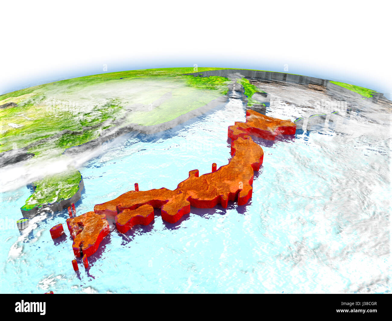 Country of Japan on model of Earth. 3D illustration. Elements of this ...