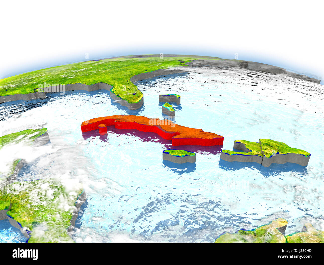 Country of Cuba on model of Earth. 3D illustration. Elements of this ...