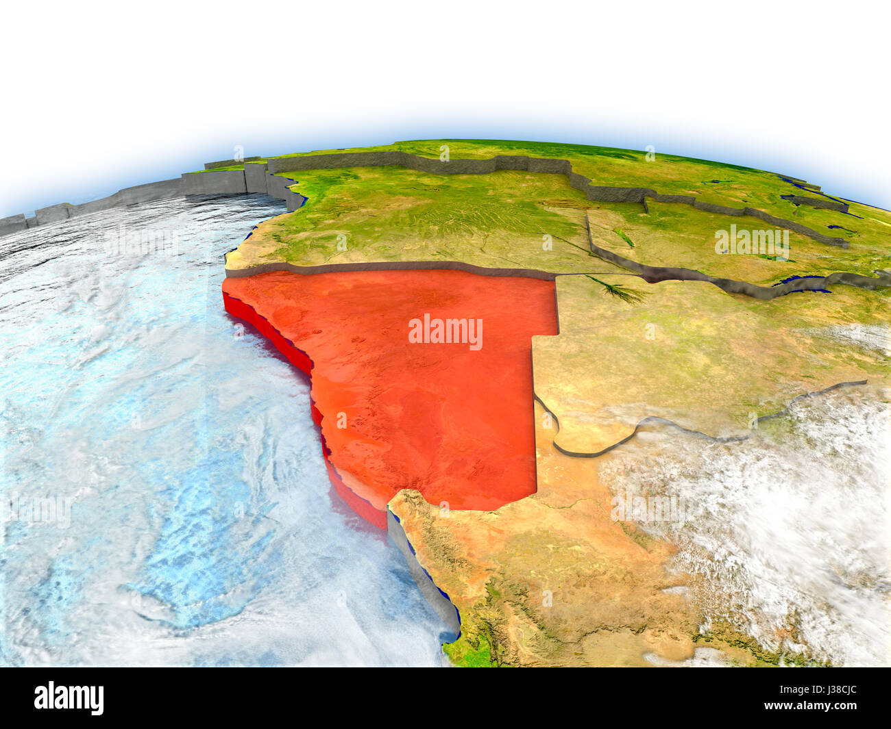 Country of Namibia on model of Earth. 3D illustration. Elements of this ...