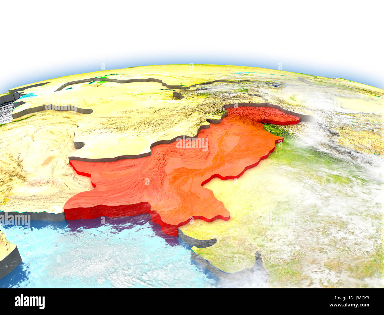 Country of Pakistan on model of Earth. 3D illustration. Elements of ...