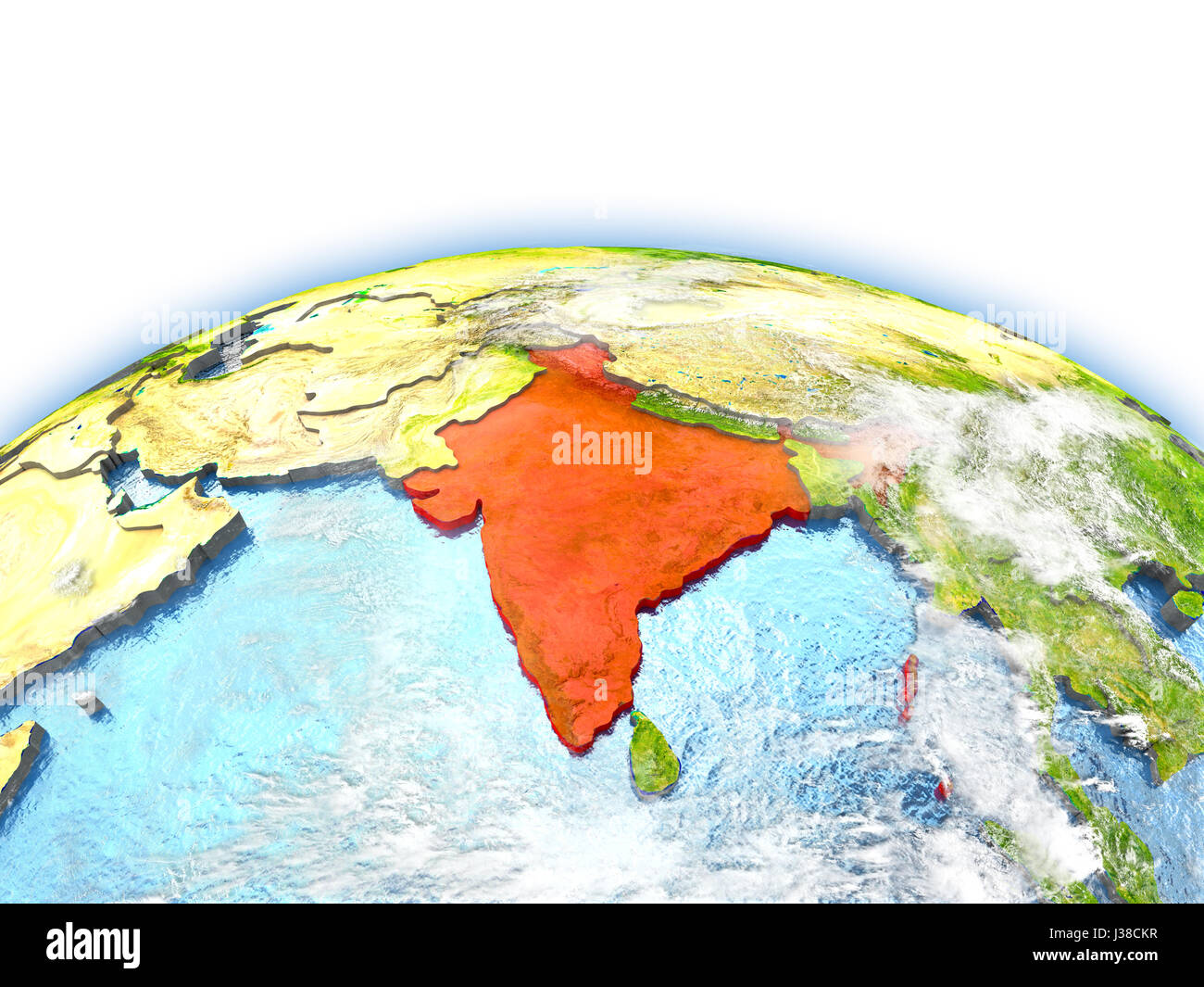 Country of India on model of Earth. 3D illustration. Elements of this ...