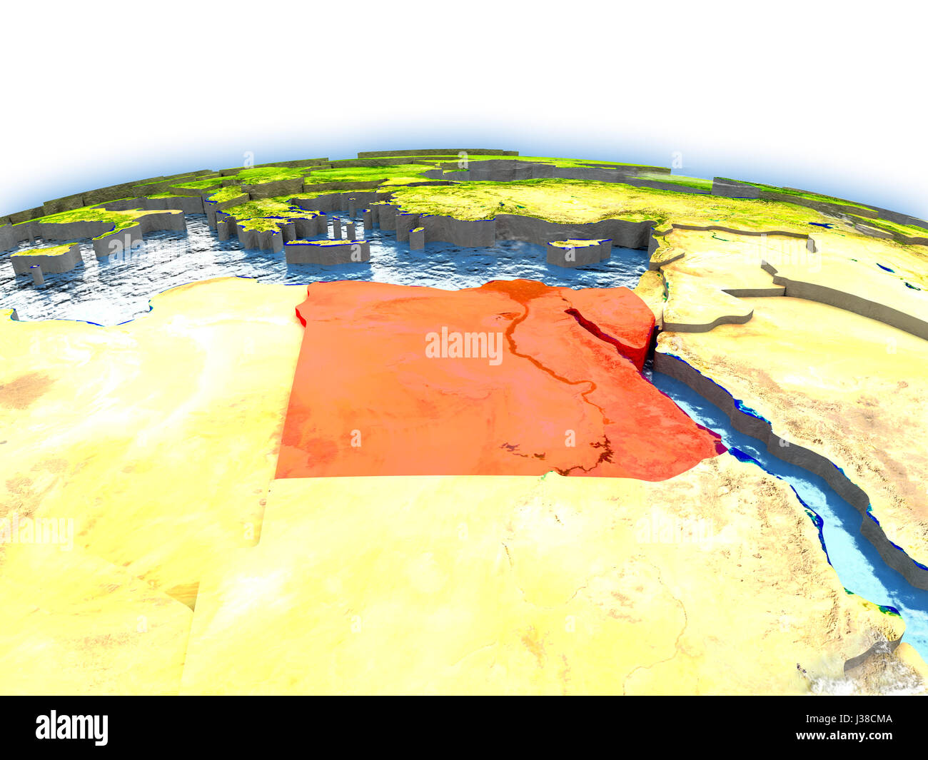 Country of Egypt on model of Earth. 3D illustration. Elements of this ...