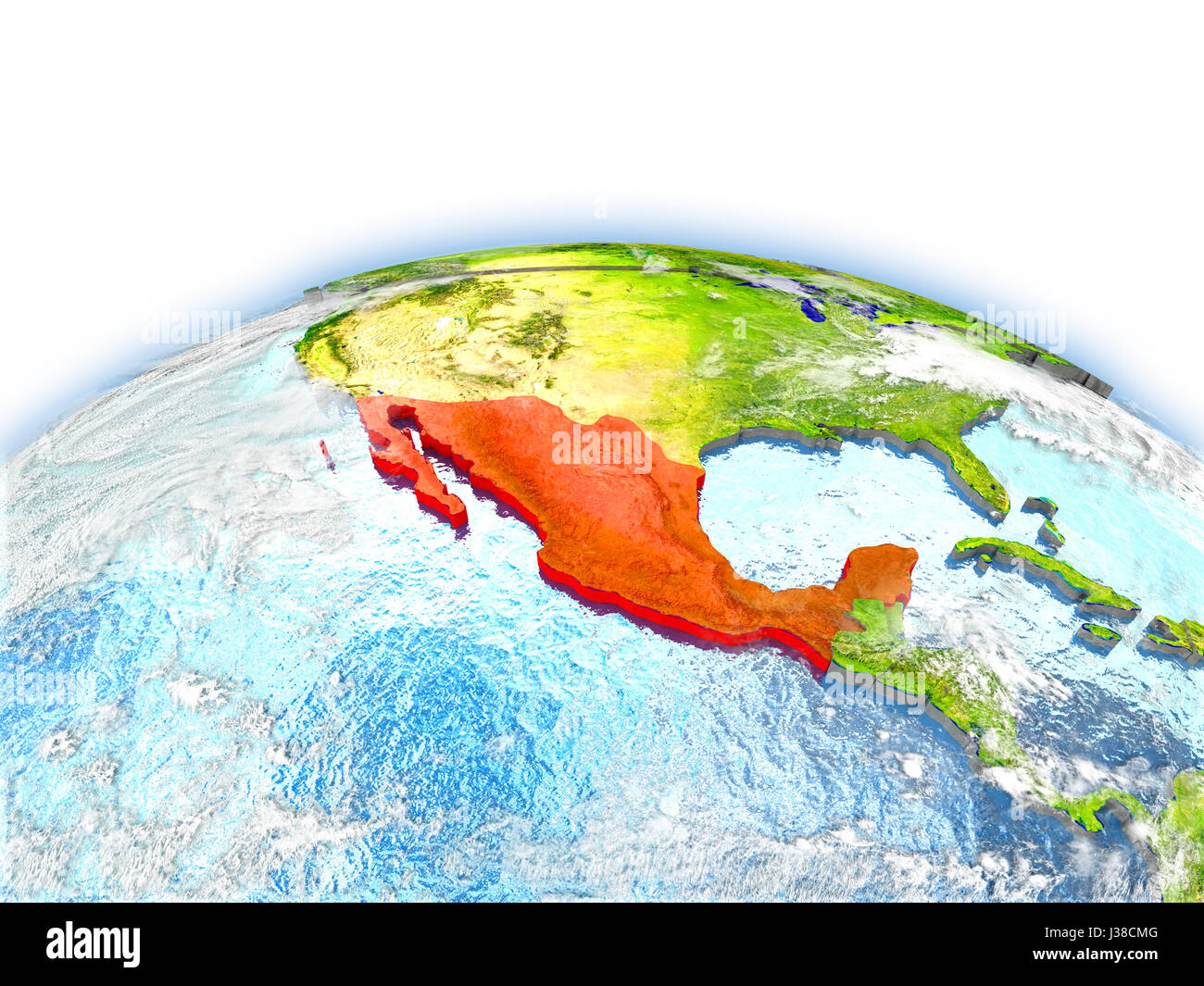 Country of Mexico on model of Earth. 3D illustration. Elements of this ...