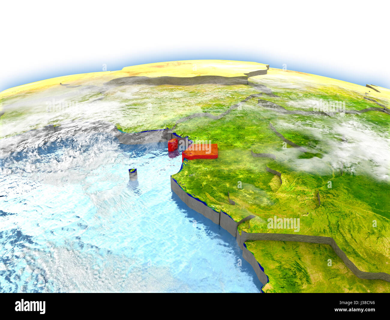 Country of Equatorial Guinea on model of Earth. 3D illustration ...