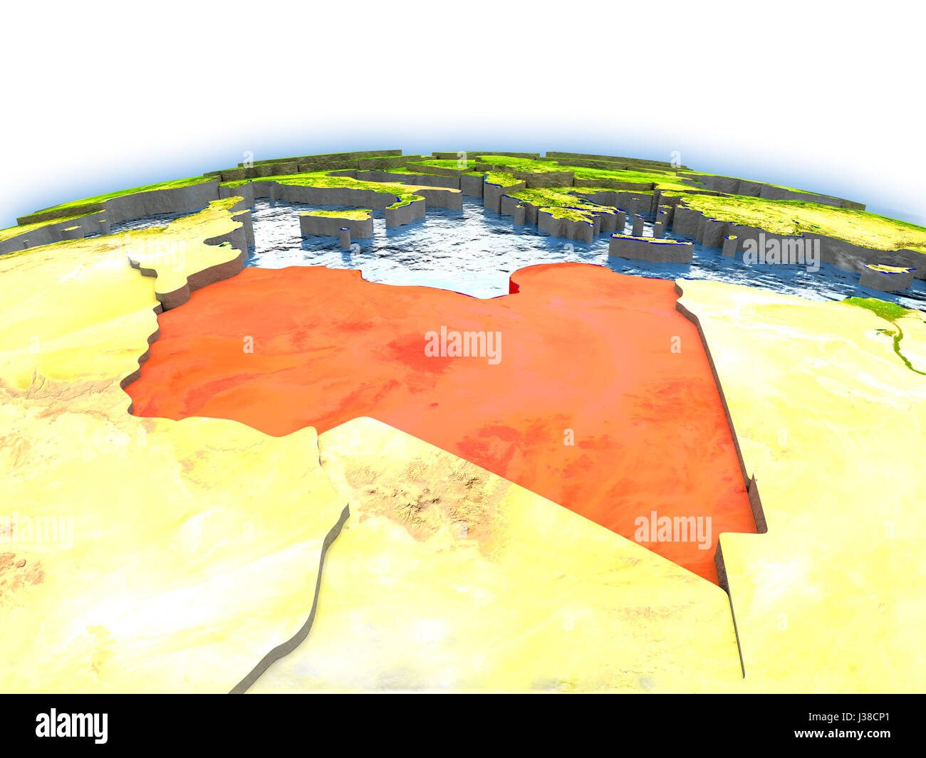 Country of Libya on model of Earth. 3D illustration. Elements of this ...