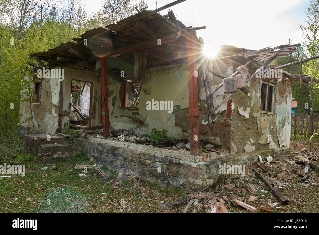 Ruined house in the forest, image of decrepitude Stock Photo - Alamy