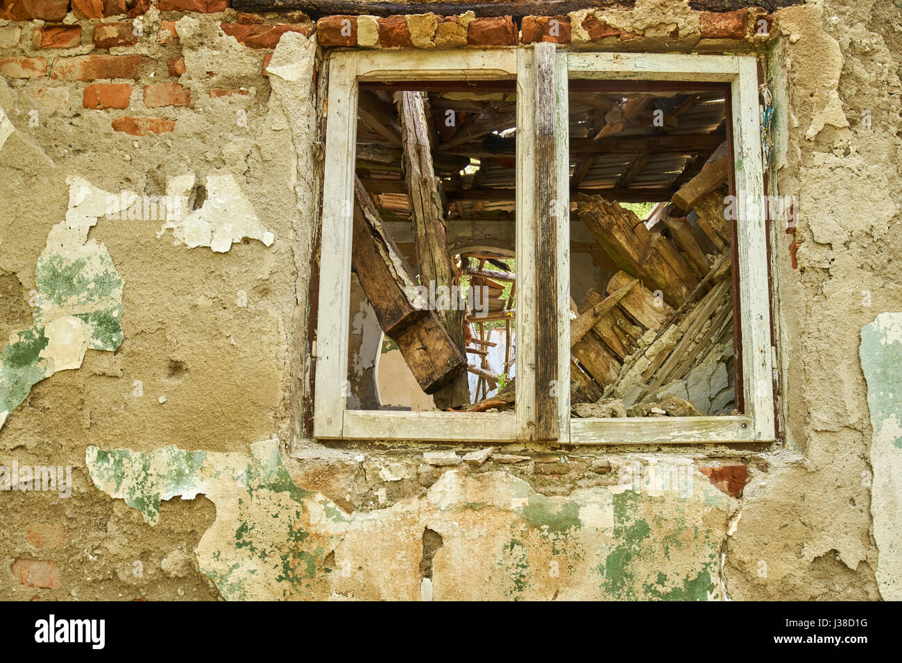 Window of a ruined house in a decrepit state Stock Photo - Alamy