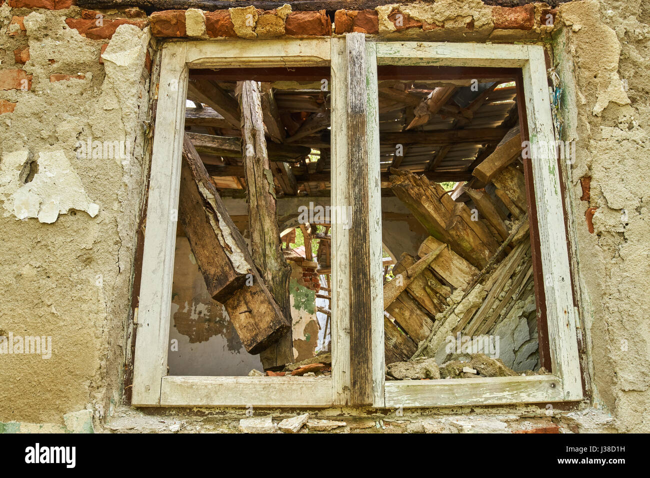 Window of a ruined house in a decrepit state Stock Photo - Alamy