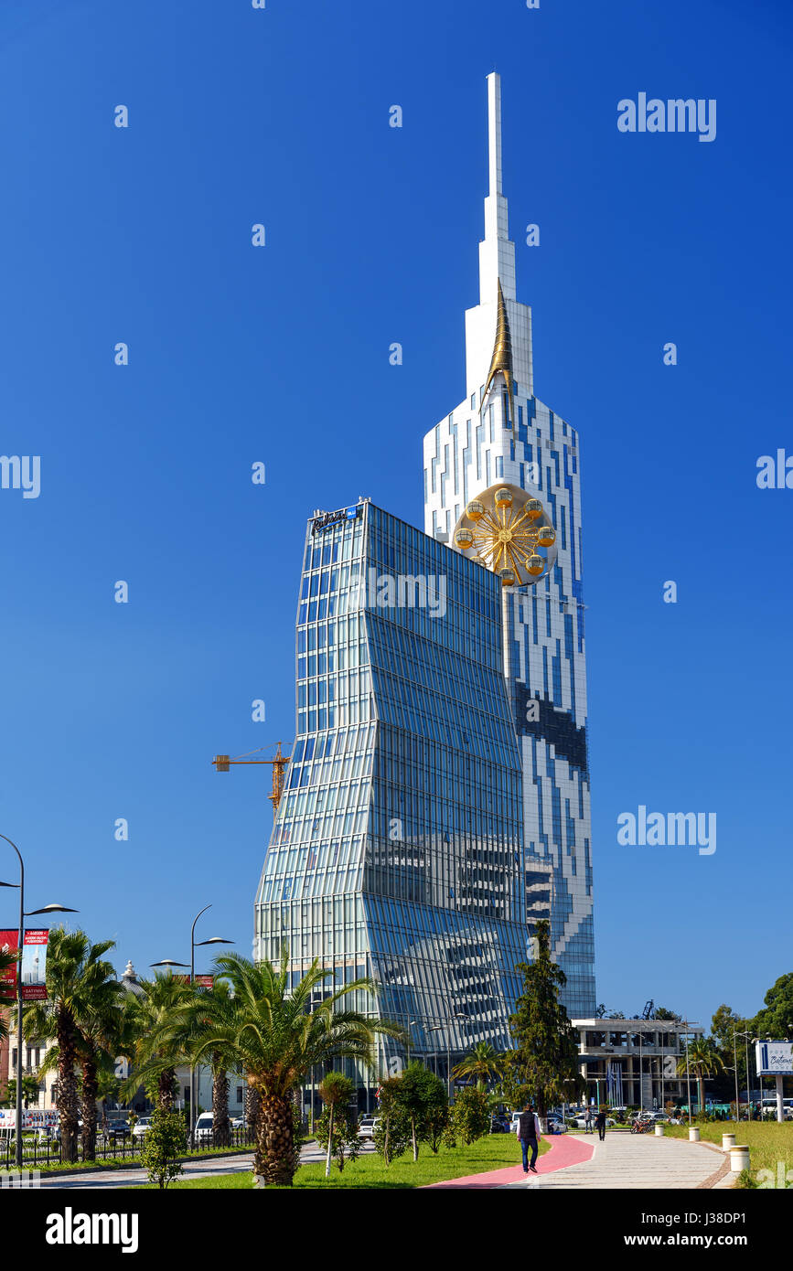 Batumi, Georgia - October 04, 2016: Modern skyscraper building with ...
