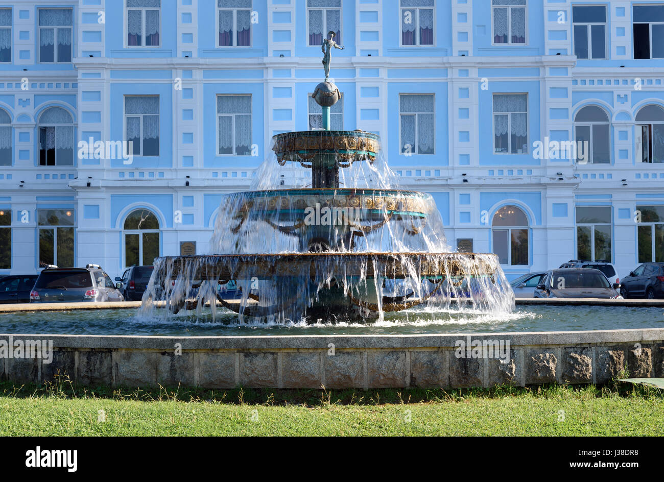 Batumi, Georgia - October 04, 2016: Fountain in front of Batumi Shota ...