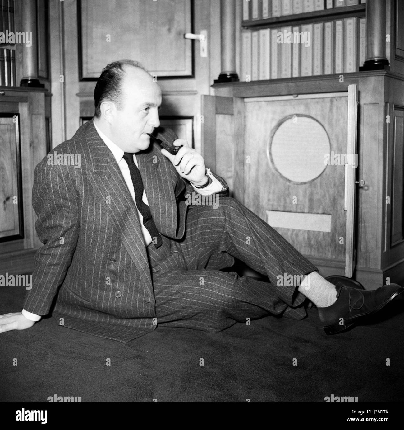 Bernard Blier, French actor, at home in 1951. Photo Georges Rétif de la ...