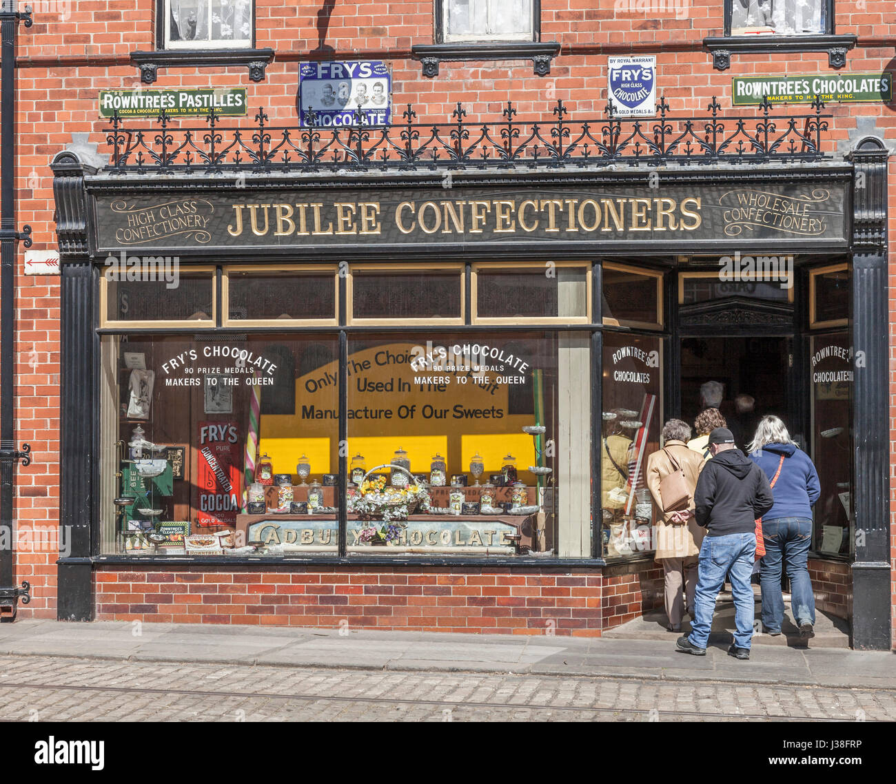 People queuing outside the sweet shop at Beamish Museum,Co.Durham ...