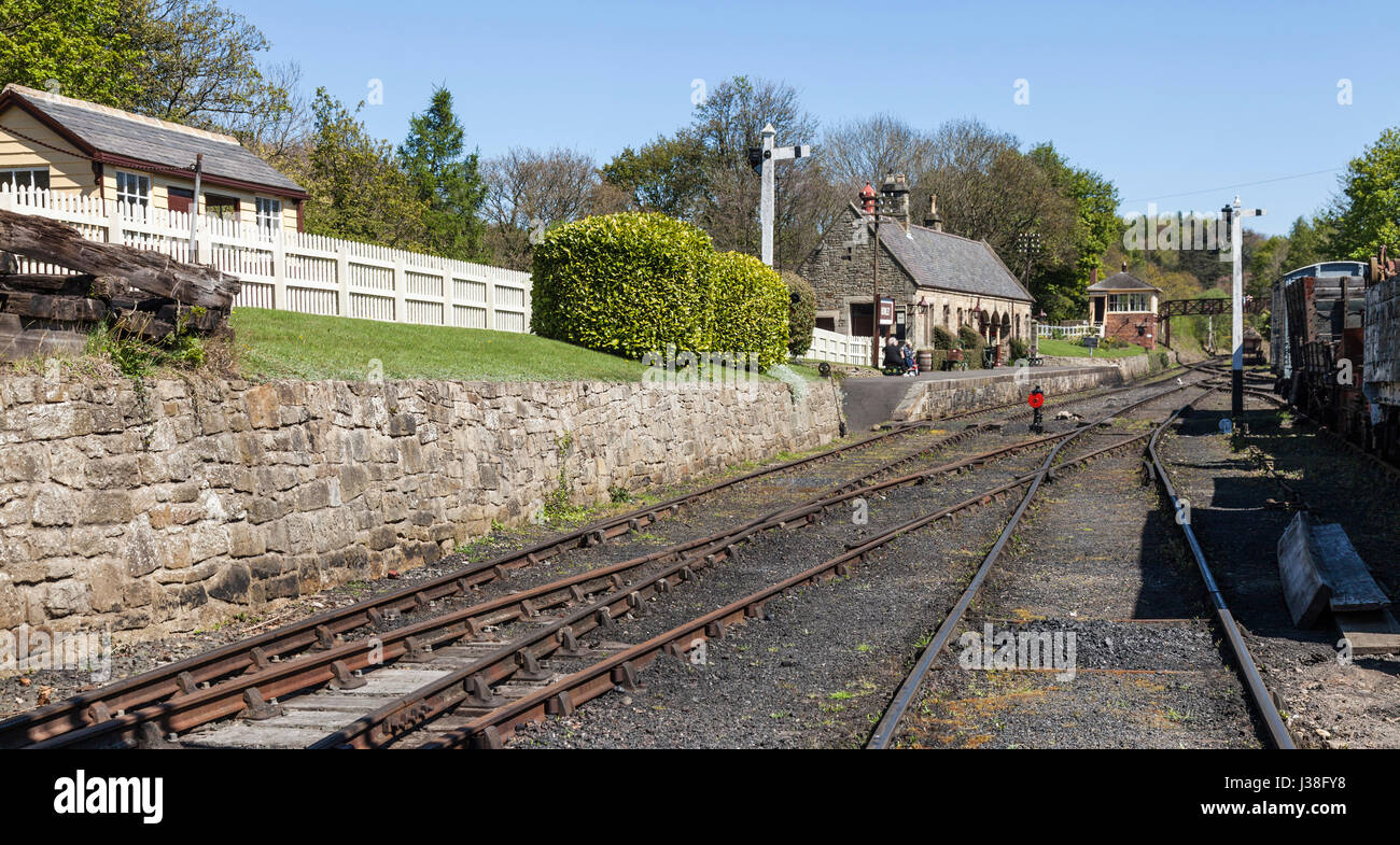 The railway staion and lines at Beamish Museum,Co.Durham,England,UK ...