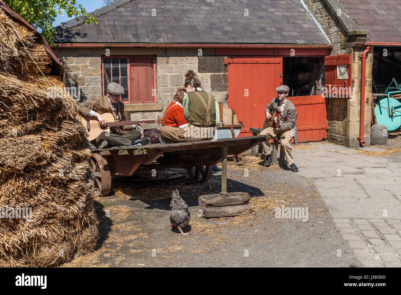 Boys and girls dressed up and entertaining visitors at the farm at ...