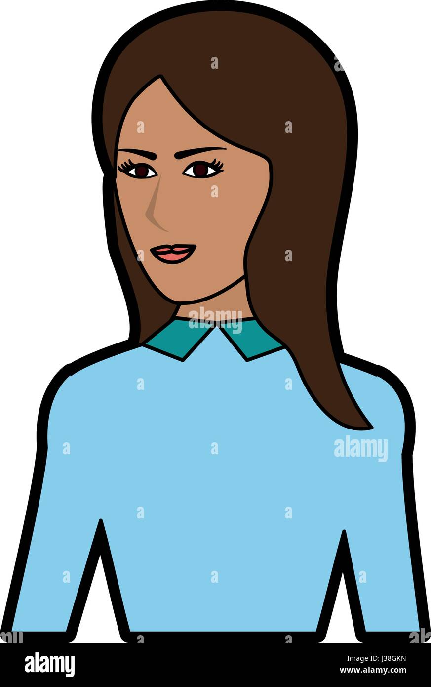 young pretty woman with long hair icon image Stock Vector Image & Art ...
