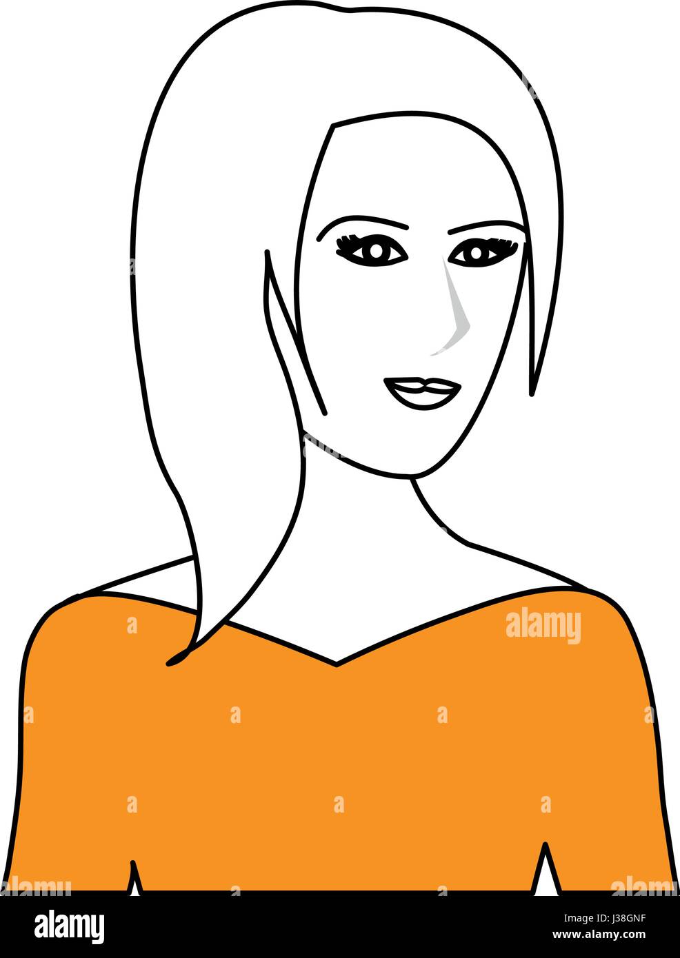 young pretty woman with long hair icon image Stock Vector Image & Art ...