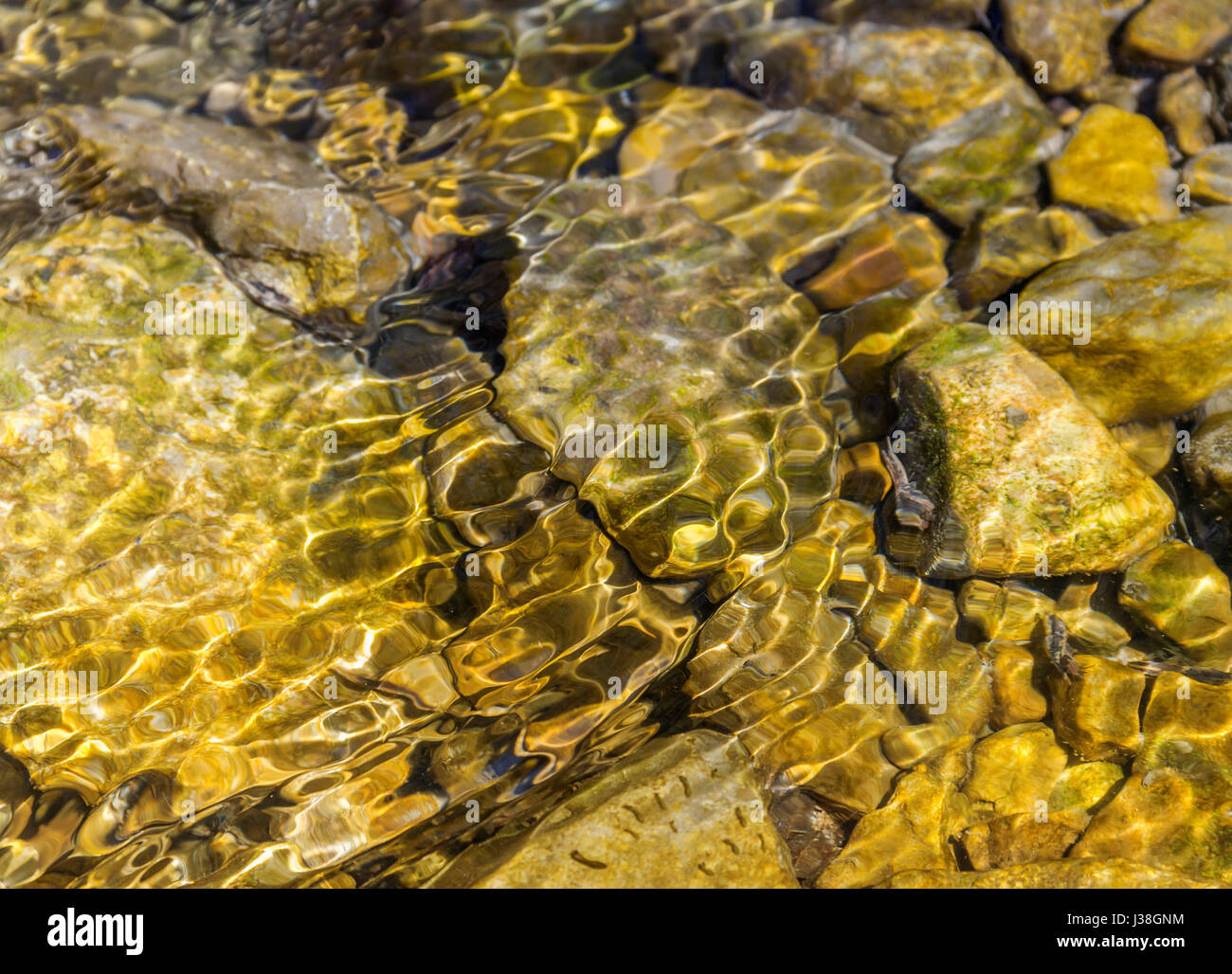outdoor scenery showing water flowing over pebbles Stock Photo - Alamy